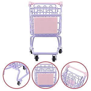 Toddmomy 1pcs Mini Supermarket Handcart,Mini Metal Shopping Cart Supermarket Handcart Shopping Utility Cart Storage Toy Holder,Purple