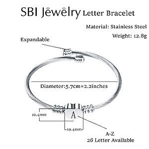 SBI Jewelry Initial Heart Letter Love Bracelet for Women Friendship Silver C Cuff Bracelets for Best Friend Mom Birthday Bangle Gift