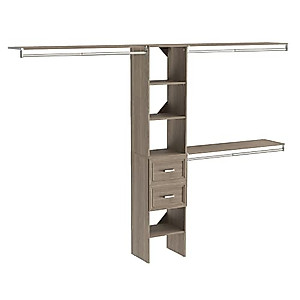 ClosetMaid SuiteSymphony Closet Organizer with Shelves and 2 Drawers, 16-Inch-Natural Gray