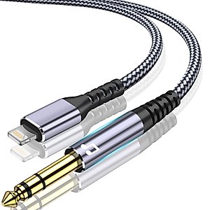 BOIOT [MFi Certified] Lighting to 1/4 TRS Audio Stereo Cable, 4FT 6.35mm 1/4 Male Aux Audio Cord Compatible with iPad, iPhone 13 Pro for Amplifier, Mixer, Home Theater, Speaker ect