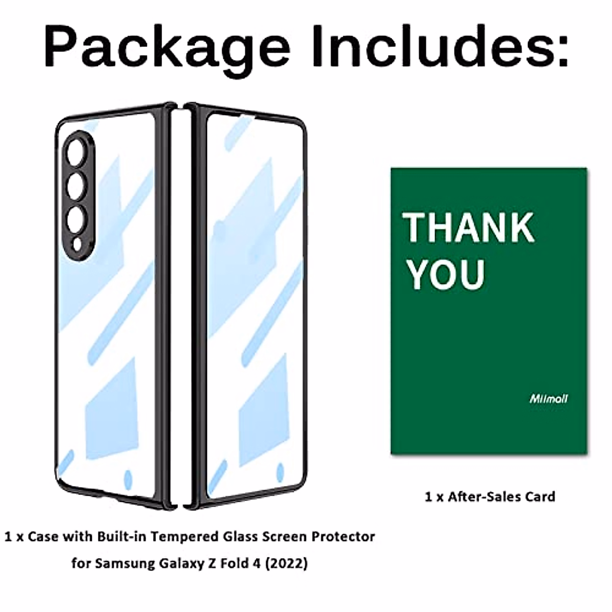 Miimall Compatible for Samsung Galaxy Z Fold 4 Case with Built-in Screen Protector, Hard PC Slim Thin Shockproof Heat Dissipation Shell Anti-Scratch Case Protector Bumper for Z Fold 4 5G 2022(Black)