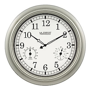 La Crosse Technology WT-3181PL-Q Quartz Indoor/Outdoor Wall Clock, 18"