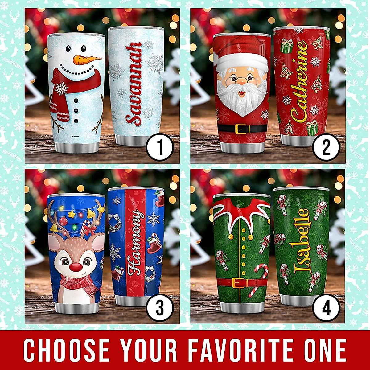 Wassmin Personalized Elf Christmas Stainless Steel Tumbler Cup With Lid 20oz 30oz Double Wall Vacuum Insulated Tumblers Coffee Travel Mug Xmas Holiday Gifts For Family Kids Custom Name (Elf)