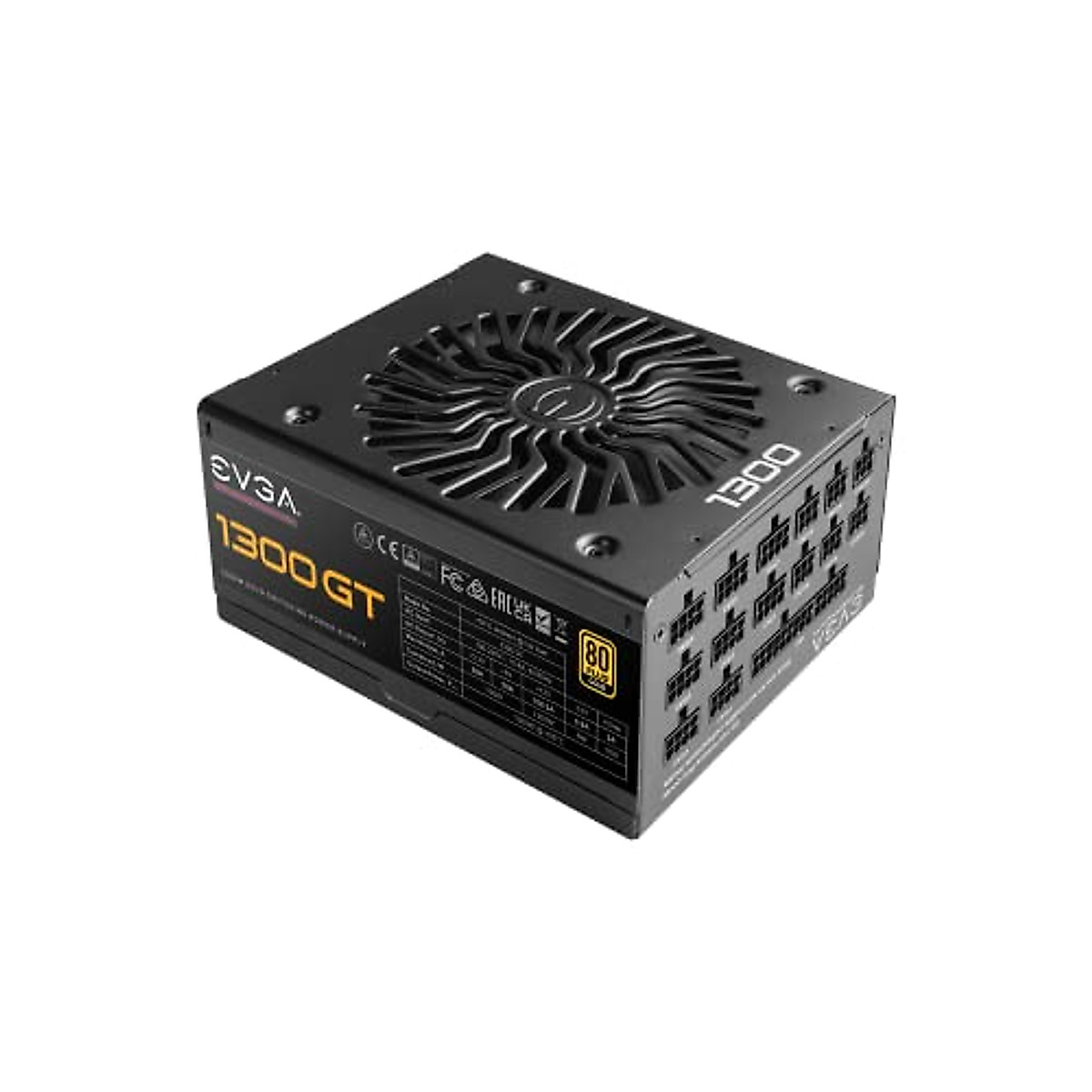 EVGA 1300 GT, 80 Plus Gold 1300W, Fully Modular, Eco Mode with FDB Fan, 100% Japanese Capacitors, 10 Year Warranty, Includes Power ON Self Tester, Compact 180mm Size, Power Supply 220-GT-1300-XR