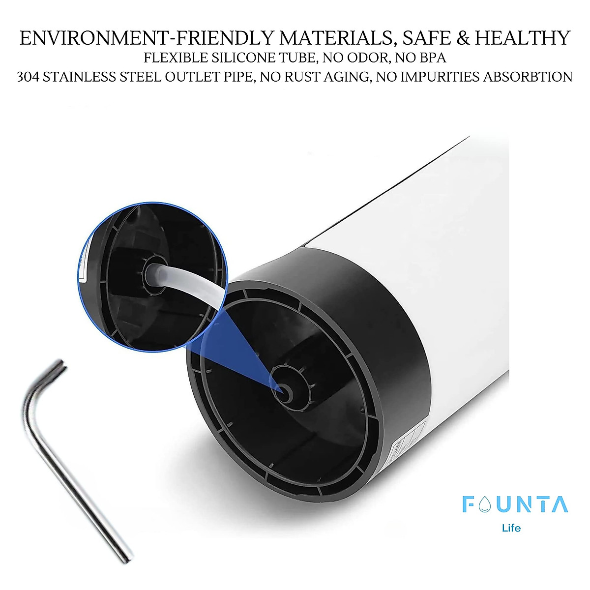 Electric Water Dispenser Pump - Food Grade Pump Pressurized for Easy Dispensing - Battery Powered Water Dispenser Compatible w/ 2-5 Gallon Water Bottles - Ideal for Home/Office/Camping Use