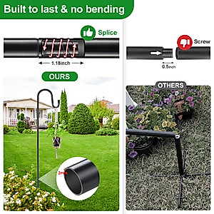 Bird Feeder Pole Hanger - 78 Inch Heavy-duty Shepherds Hooks for Outdoor Garden Decor,Adjustable 5 Prong Shepards Hook Hummingbird Feeder Stand for Hanging Birdfeeders,Wind Chime,Plant - Black