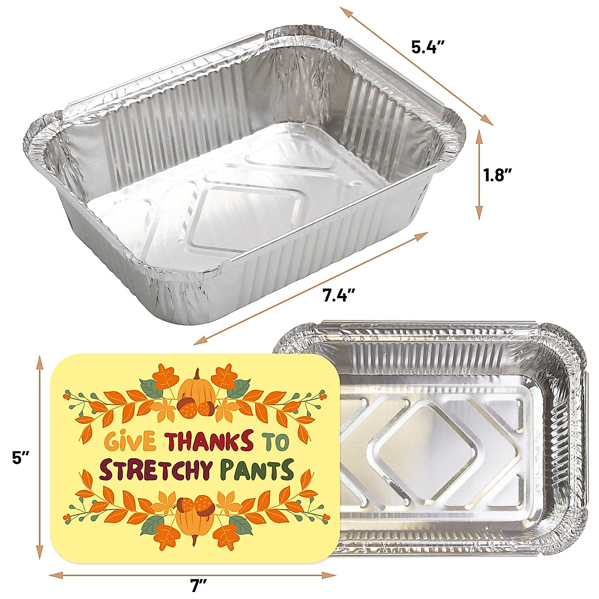 WorldBazaar Funny Thanksgiving Leftover Containers with Lids 36PCS Thanksgiving Tin Foil Food Containers Disposable Turkey Aluminum To Go Containers Thanksgiving Party Supplies