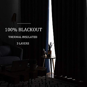 RYB HOME 3-in-1 Soundproof - Blackout - Thermal Insulation Living Room Divider Curtains, Large Bay Window Curtains for Bedroom Theatre Office Backdrop, Wild Rose, W 62 x L 84 inches, 2 Panels