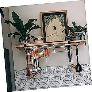 UPKOCH Kitchen Cutting Board Rack Mug Stand Wall Storage Shelf Wall Pot Rack Chopping Board Organizer Hanging Storage Baskets Pan Lid Organizer Chopping Board Organizer for Cabinet Silver