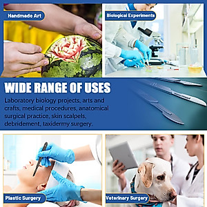 Glarks 44Pcs Surgical Grade Blade with Handle Kit, 40Pcs #11#23 Disposable Surgical Blade Sterile Scalpel Blade with 4Pcs #3#4 Scalpel Knife Handle Set for Biology Lab Anatomy, Practicing Cutting