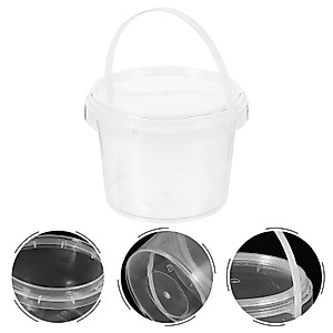 LUOZZY 10 Pcs Small Clear Plastic Buckets with Lids and Handles Ice Cream Buckets Airtight Food Storage Bucket with Lids for Kitchen (0.5 Liter)