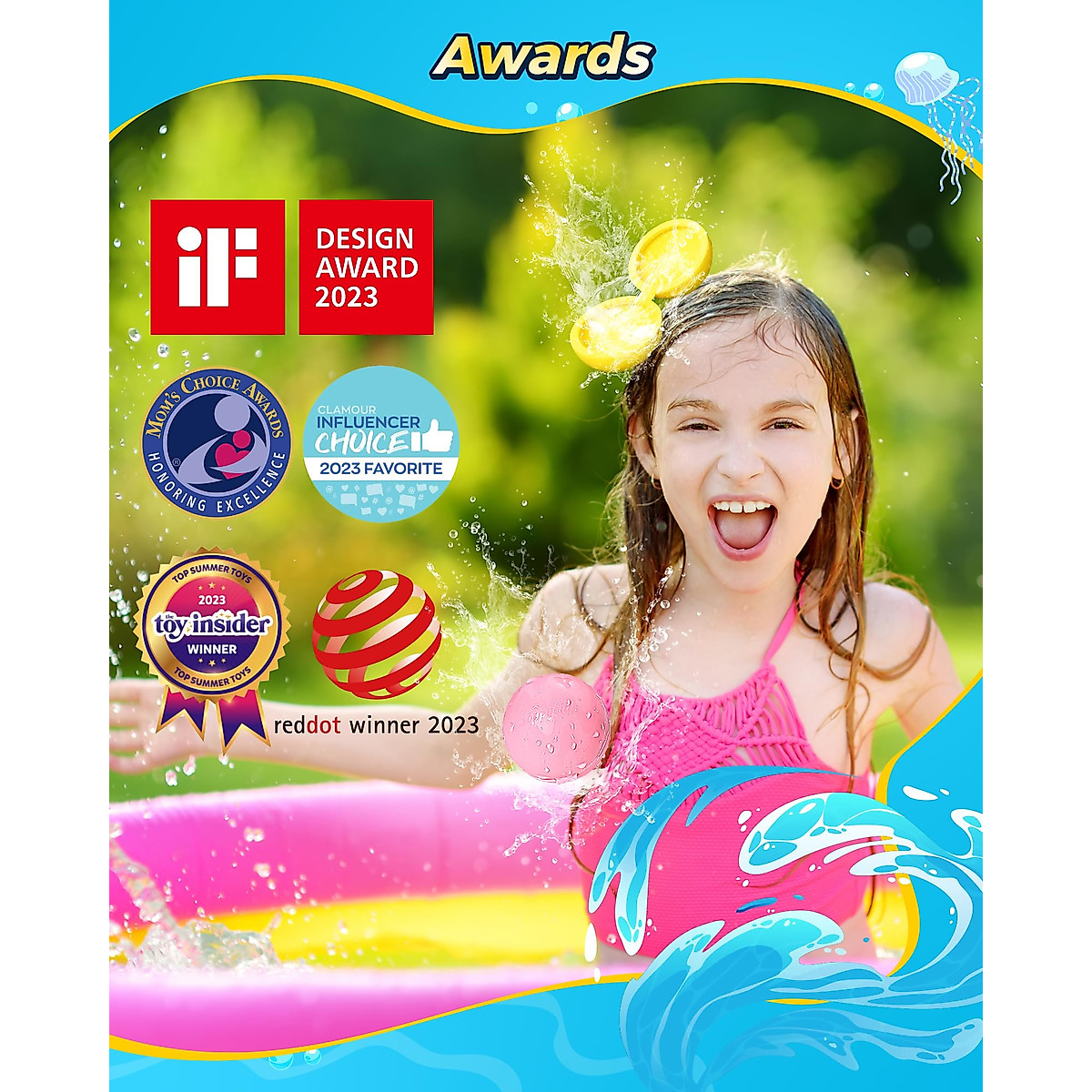 KOKODI Reusable Water Balloons Quick Fill Self Sealing, Refillable Water Bombs for Kids Adults, Latex-Free Silicone Splash Water Ball for Summer Fight ball Game Pool Party Beach Outside Toy activities