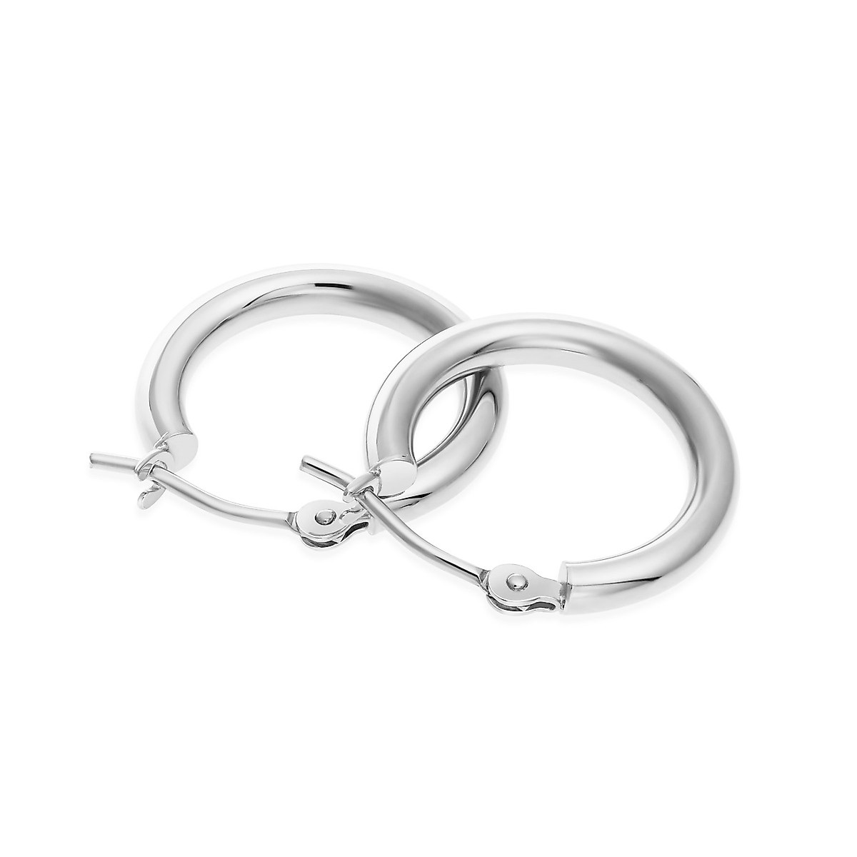 14k White Gold Polished Real Gold Hoop Earrings, Small Plain Round Gold Hoop 14kt Real Gold 12mm (0.47 inch)