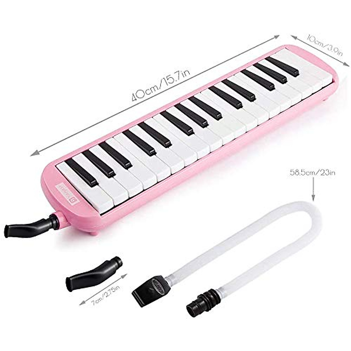 Vangoa 32 Key Melodica, Musical Instrument Air Piano Keyboard, Melodicas with Carrying Bag, Double Mouthpieces, Wipe Cloth, Key Stickers, Long Tubes (Pink)