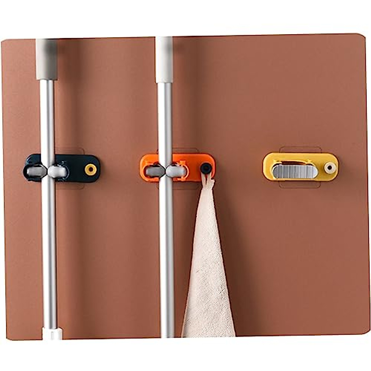 TOGEVAL 4pcs Wall Mounted Mop Hanger Storage Hangers Cleaning Mop Cleaning Tools Wall Mounted Clothes Hanger Broom Holder Broom Mop Holder Garage Utility Hooks Mop Rack Dustpan Hanger Blue