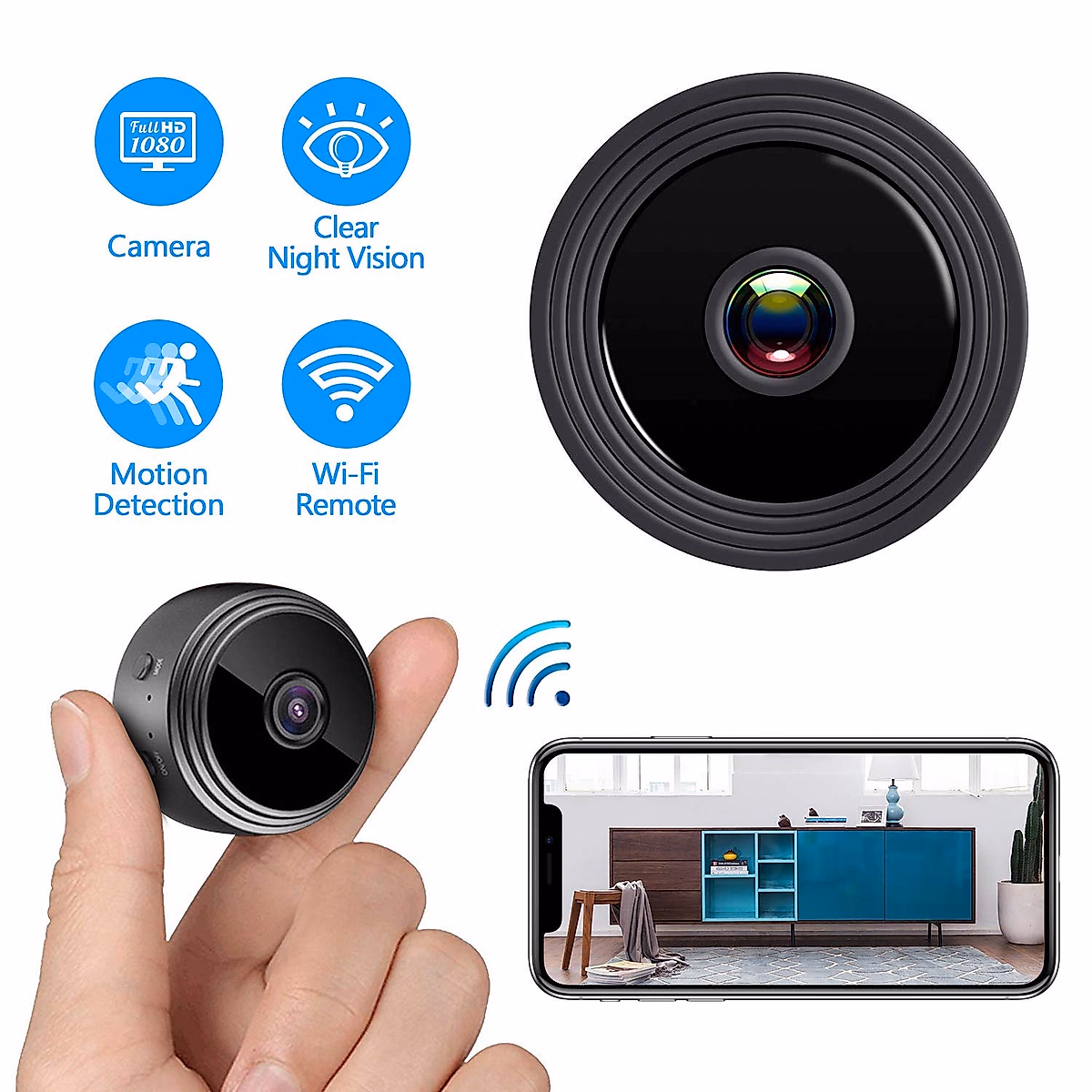 WOHAOK Mini Hidden Cameras, Wireless WiFi Camera HD 1080P Home Security, Surveillance with Audio and Video Live Feed, Covert Baby Nanny Cam, Tiny Smart Cameras with Night Vision and Motion Detection