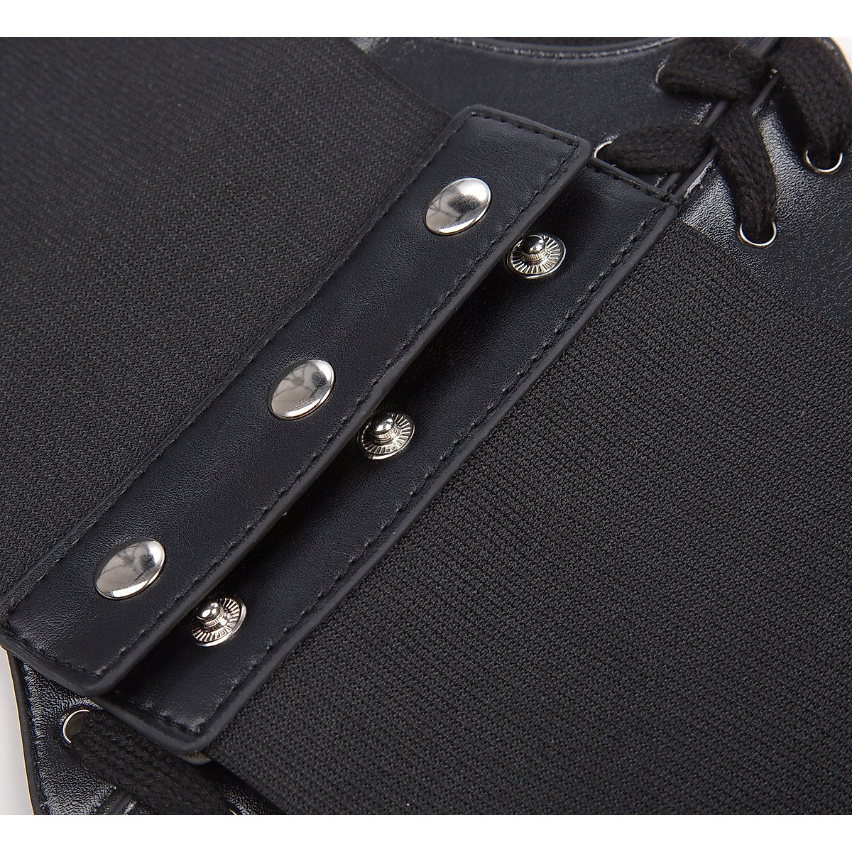 GRACE KARIN Womens Wide Elastic Lace-up Waist Belt Adjustable Leather Cinch Corset Waistband(L,Black)