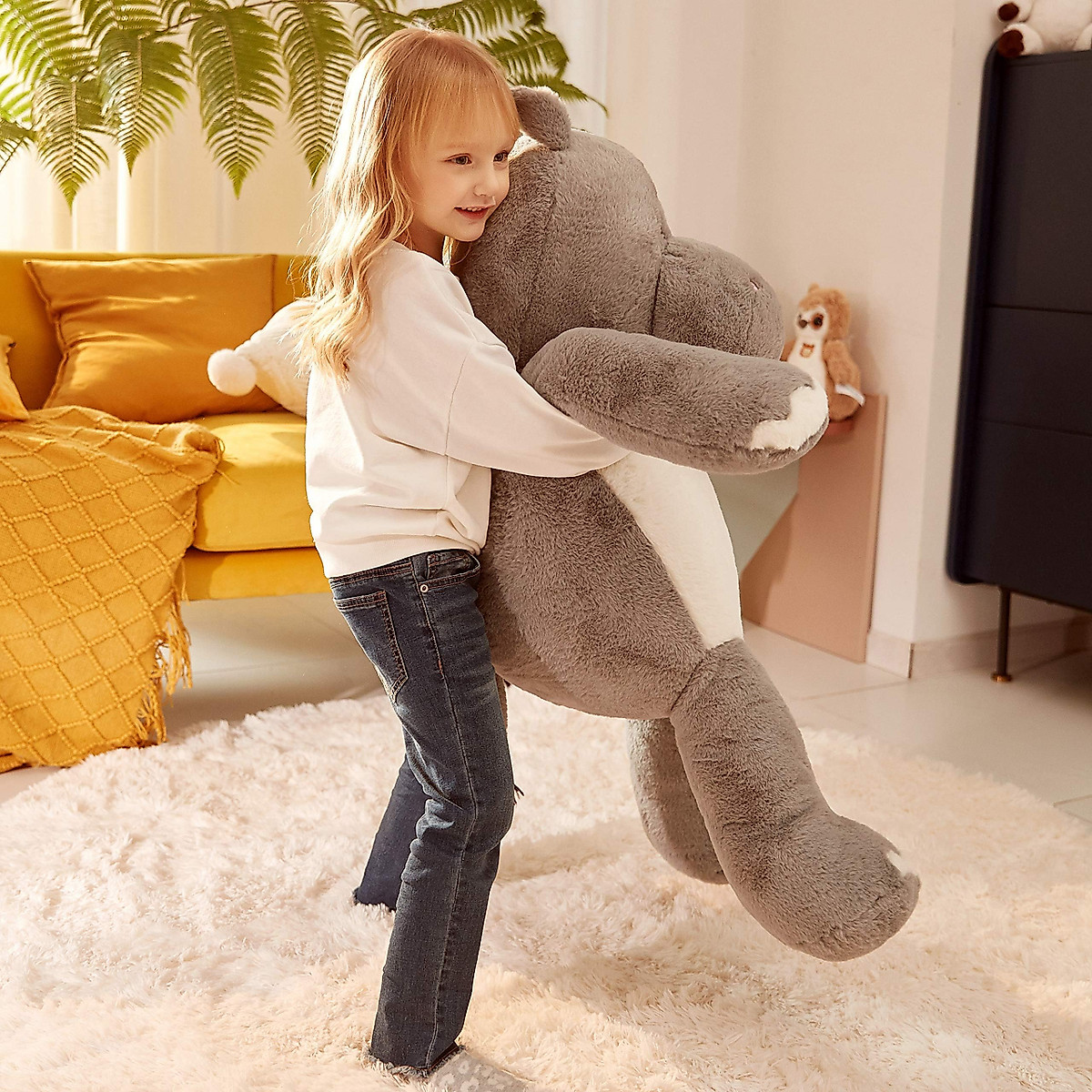 IKASA Giant Hippo Stuffed Animal - 30" Jumbo Plush Toy, Soft & Cute for Kids, Boys & Girls (Gray)