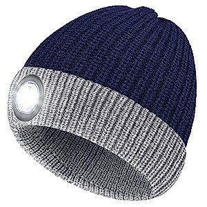 LED Beanie Hat with Lights Men Gifts: Christmas Stocking Stuffers for Men Women Dad Father Grandpa Husband Brother Boyfriend Him Adult Teen - Soft Warm Comfortable Winter Knit Cap Headlamp Lighted Hat
