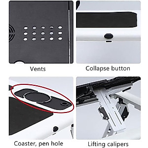 Laptop Bed Desk Tray Bed Table, Folding Lap Desk, Adjustable Home Office Standing Desks for Couch Floor Reading Writing Eating Working Studying Black-PP