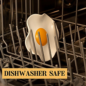 Fried Egg Ceramic Spoon Rest for stove top and kitchen counter | Large and Dishwasher-Safe Utensil holder | Home & kitchen decor | Kitchen Gifts for women | House warming gifts new home