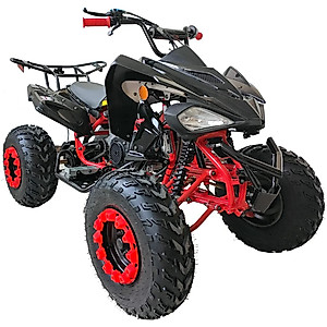 HHH 200cc Sports Quad ATV with LED Headlights Automatic Transmission with Reverse, Big 23"/22" Tires! (Red, Factory Package)