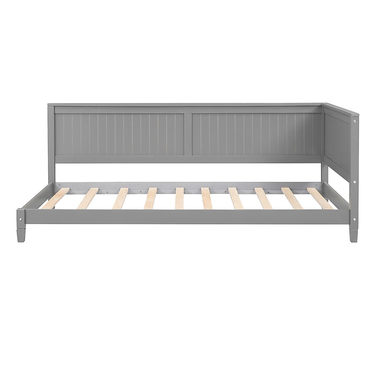 Merax Twin Size Daybed, Wood Twin Daybed Frame with Headboard, Twin Size Sofa Bed, Perfect for Lounging, Sleeping or Entertaining Guests, Gray