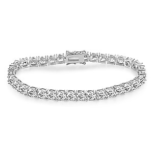 Gemsme 5MM Tennis Bracelet for Women Men, 18K White Gold Plated 5mm Round Cubic Zirconia Classic Tennis Bracelet