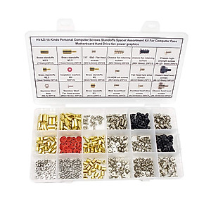 HVAZI 18 Kinds Personal Computer Screws Standoffs Spacer Assortment Kit for Computer Case Motherboard Hard Drive Fan Power Graphics