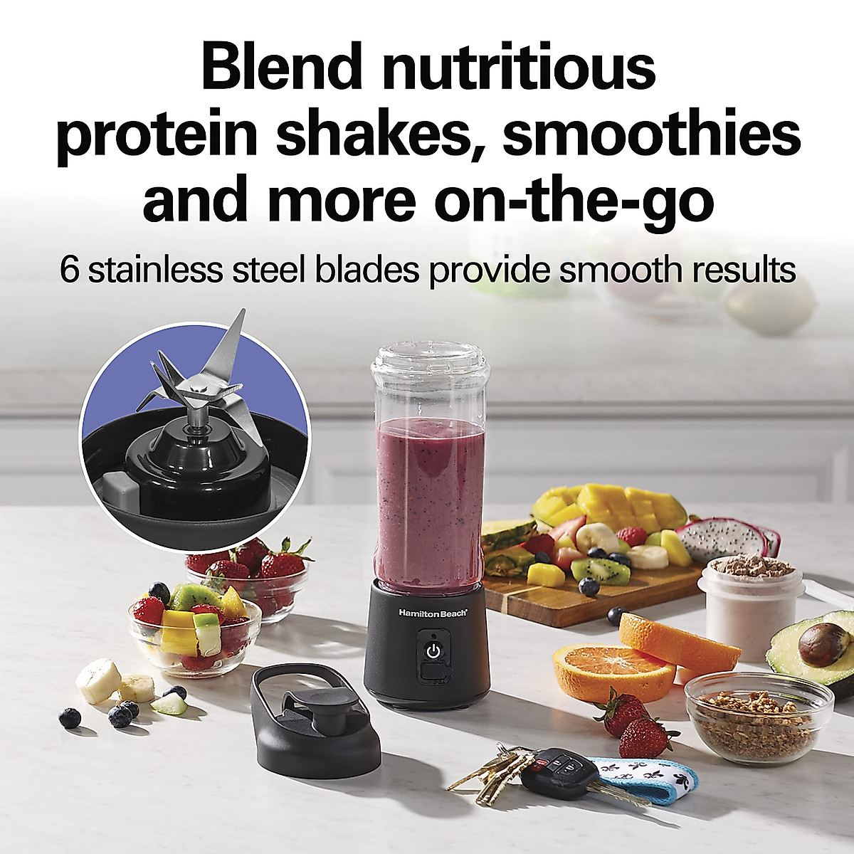 Hamilton Beach Mini Cordless Portable Personal Blender and Hamilton Beach Portable Blender for Shakes and Smoothies