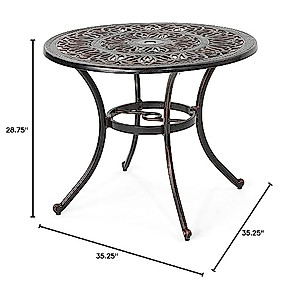 Christopher Knight Home Jamie Outdoor Round Cast Aluminum Dining Table, Shiny Copper