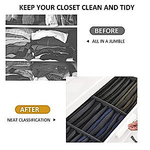 Mayniu Wardrobe Clothes Organizer for Folded Clothes, Closet Organizers and Storage with 7 Large Grids for Jeans, Sweater, Pants, T-shirt, Thin Coat, Dress, Foldable and Stackable (2 Pack)