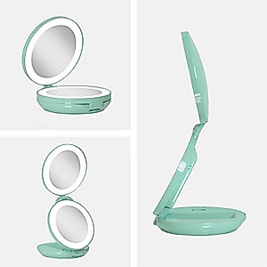 Zadro 4.5" Round LED Compact Mirror 10X/1X Travel Mirror with Lights and Magnification 3 AAA Batteries LED Makeup Mirror