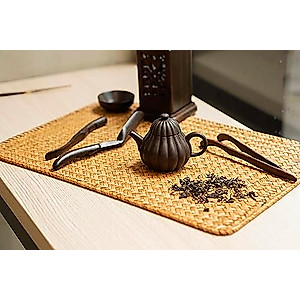 All Natural Handmade Woven Wood Kitchen Mat, Placemats Set of 6, Outdoor Rattan Seagrass, Eco-Friendly Wicker Bamboo Cork, Washable Non-Slip Jute Place Mats for Dining Table (17" x 12")