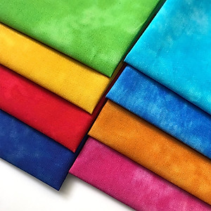 Misscrafts Quilting Fabric 100% Cotton Craft Fabric Bundle Squares Fat Quarters Multicolored for Patchwork DIY Sewing Scrapbooking (8 Pieces, Tie-dye, 20x25cm)