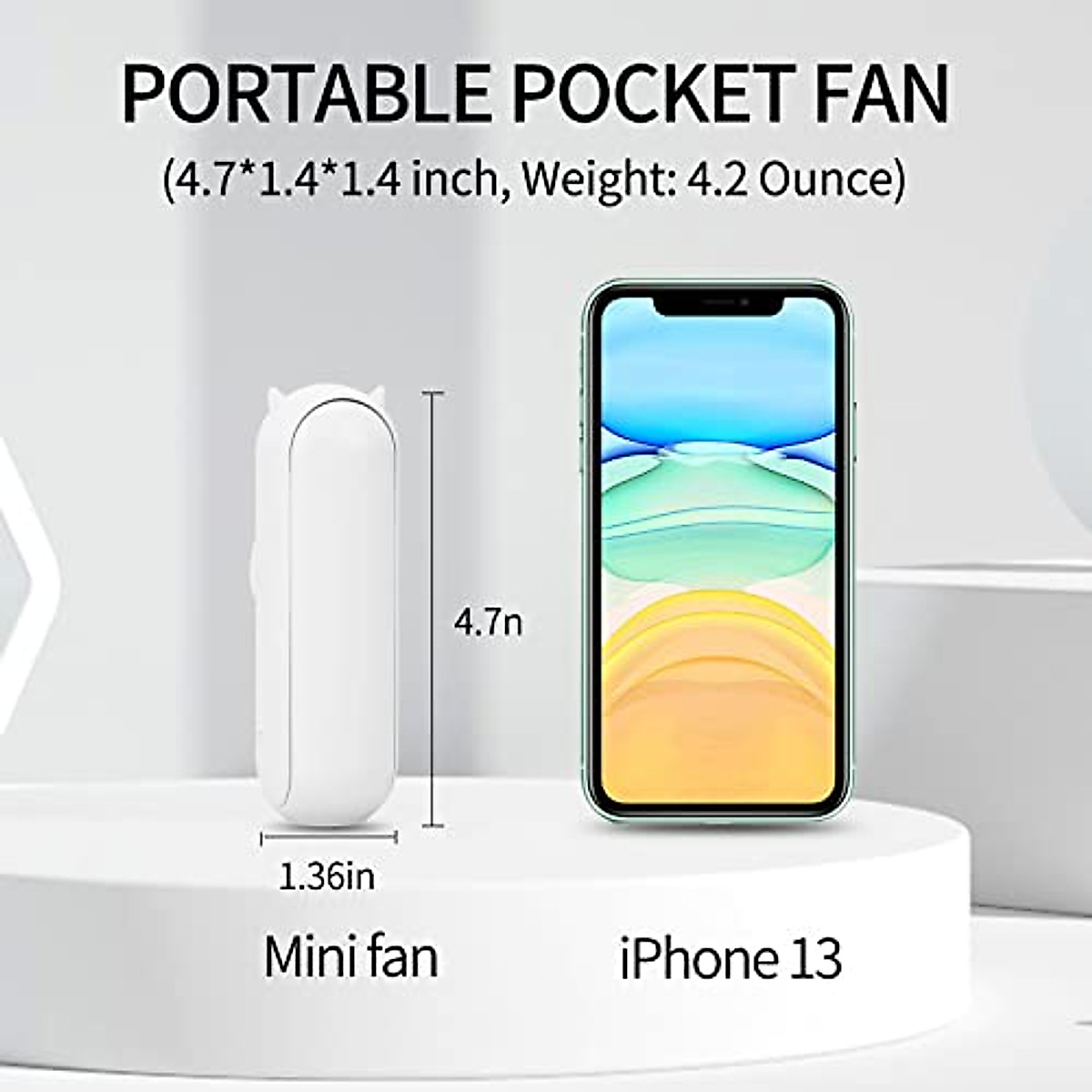 BGFOX Mini Handheld Fan, Hand Fan, Mini Portable USB Rechargeable Small Pocket Fan, Battery Operated Fan for Travel,Outdoor-Pearl White