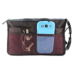 Periea Chelsy Purse Organizer Insert with Handles & 13 Pockets - 3 Sizes (Burgundy, Medium)