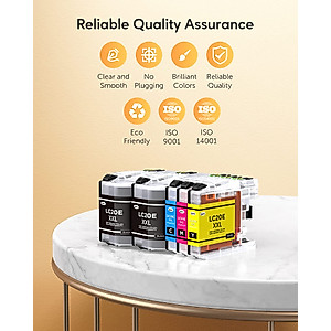 Kogain Compatible LC20EXXL Ink Cartridges Replacement for Brother LC20EXXL Ink cartridges, Work for Brother MFC-J985DW MFC-J775DW J5920DW Printer 10-Pack(4 Black, 2 Cyan, 2 Magenta, 2 Yellow)