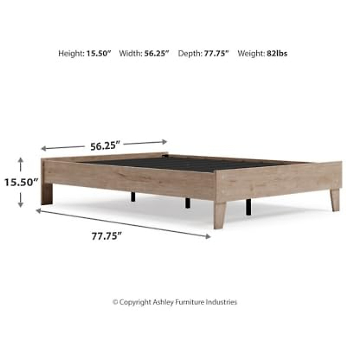 Signature Design by Ashley Oliah Contemporary Full Platform Bed, Natural Wood Grain