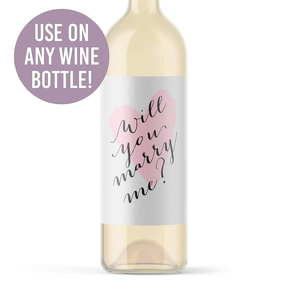 Ritzy Rose Proposal Wine Label Will You Marry Me Weatherproof Sticker for Wine Bottle Label Peel and Stick Engagement Ideas Romantic Engagement Wine Present | Script Heart Proposing Prop