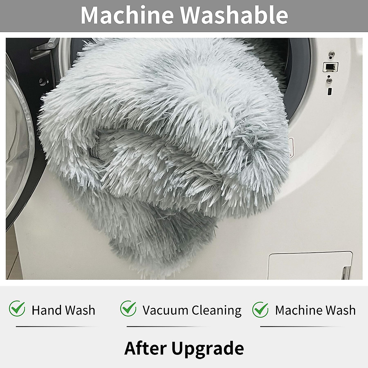 KCHOWUA 4x6 Grey Fluffy Shag Rug for Bedroom,Machine Washable Soft Shaggy Fuzzy Plush Area Rugs for Living Room,Modern Non Slid Kids Rugs for Boys Bed Room Nursery Dorm Carpets,Tie-Dye Light Gray