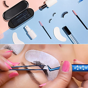 BICAREE Eyelash Extension Tweezers for Isolation & Classic Lashes, Stainless Steel Precision Tweezers (Straight, Blue)