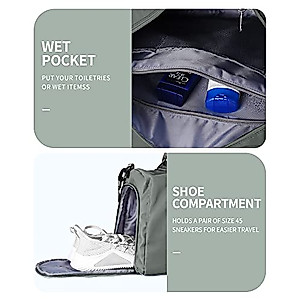 Gym Bag Womens Mens with Shoes Compartment and Wet Pocket,Travel Duffel Bag for Plane,Sport Gym Tote Bags Swimming Yoga,Waterproof Weekend Overnight Carry on Bag Hospital Holdalls
