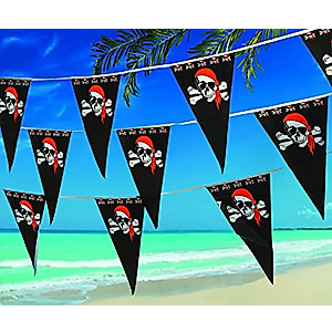 Pirate Banner - Pirate Pennant - 100 ft Jolly Roger Flag - 1 Piece - Pirate Party Decorations - Pirate Decor - Pirate Birthday Party Decorations - Skull Party - Pennants - Hanging Décor