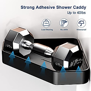 Corner Shower Caddy Organizer, 2 Pack Shower Shelves for Inside Shower, Adhesive Bathroom Wall Shower Organizer Accessories, Space Aluminum Corner Shower Shelf with 4 Hooks