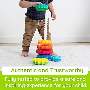 Fat Brain Toys SpinAgain, Baby Stacking Toys for Toddlers, Building Baby Toys for Ages 1+, Spinning Toddler Toys