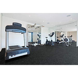 Genaflex Lite Rubber 8mm Interlocking Tiles for Gym Flooring, Exercise Equipment, Exercise Areas - 20" X 20" (Tan/Black, 100 Tiles - 270 Sq. Ft.)