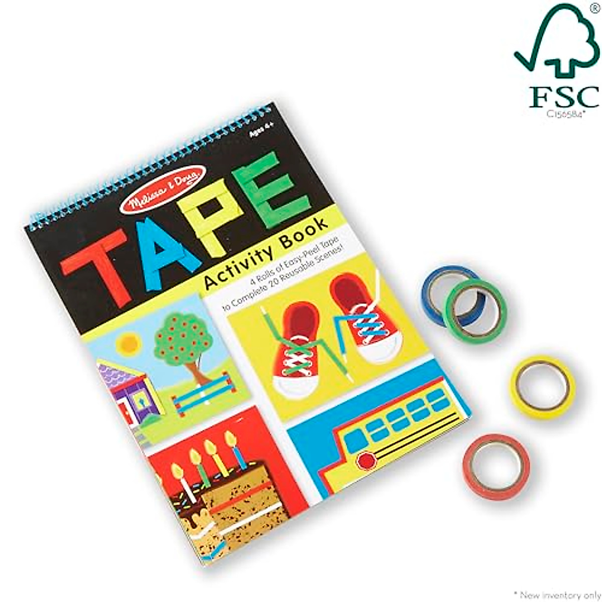 Melissa & Doug Tape Activity Book: 4 Rolls of Easy-Tear Tape and 20 Reusable Scenes