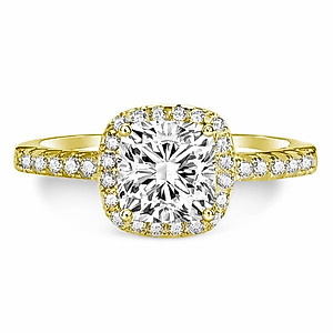 Aihpos 1-1/3 Carat (ctw) Halo Engagement Rings for Women Cushion Cut Moissanite Engagement Rings Anniversary Promise Rings for Her, 925 Sterling Silver 10K 14K 18K Gold (925 Sterling Silver)