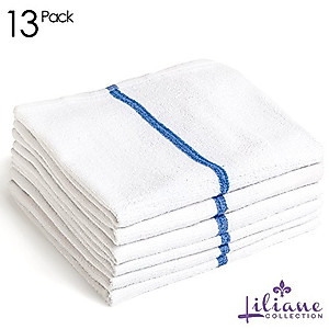 Liliane Collection 13 Bar Mops Kitchen Towels - 15" x 18" Commercial Grade 100% Cotton Kitchen Towels (High Density 28 oz/Dozen) - Terry Bar Mop Dish Towel - Thick and Absorbent